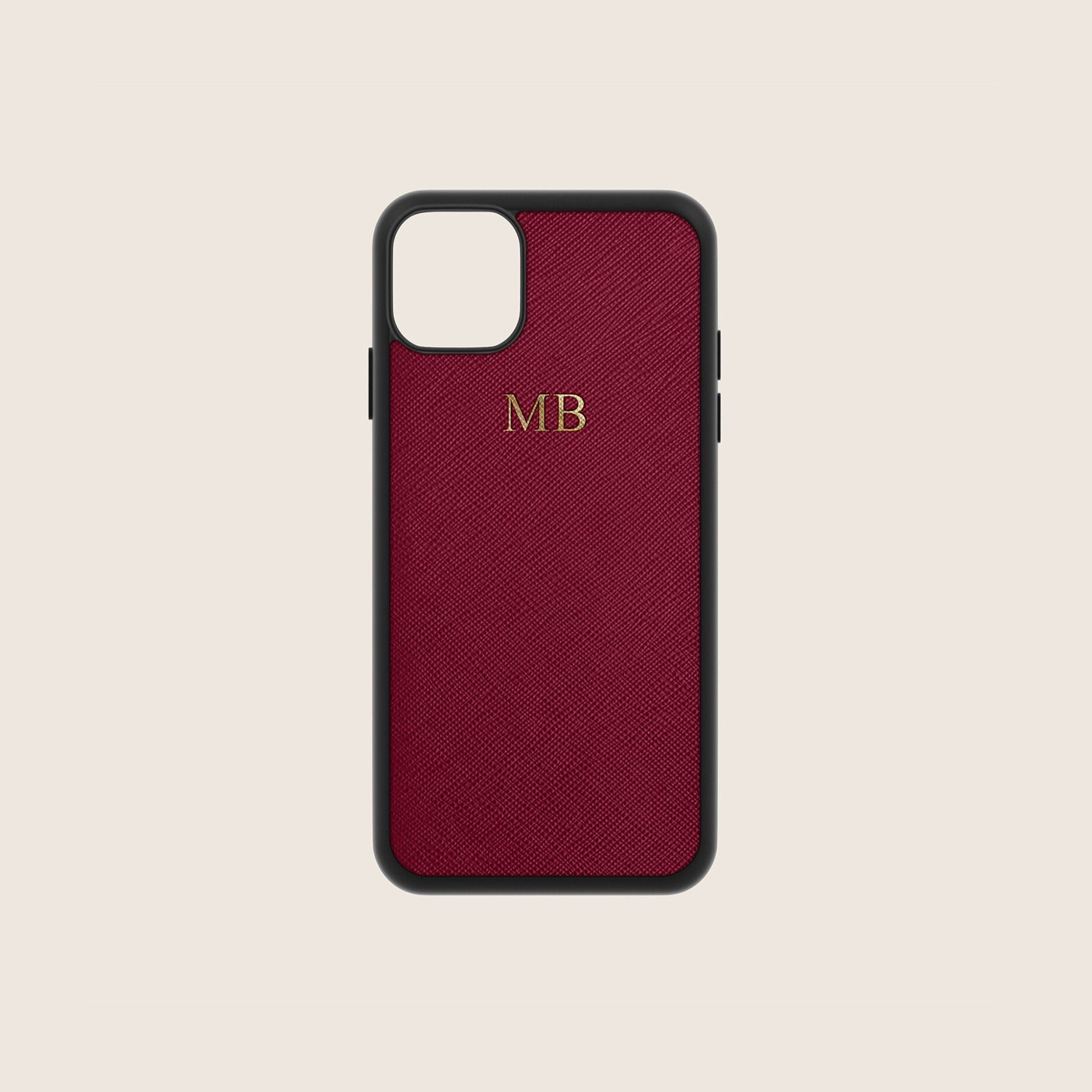 Personalised Saffiano Leather Burgundy Phone Case – BE KIND